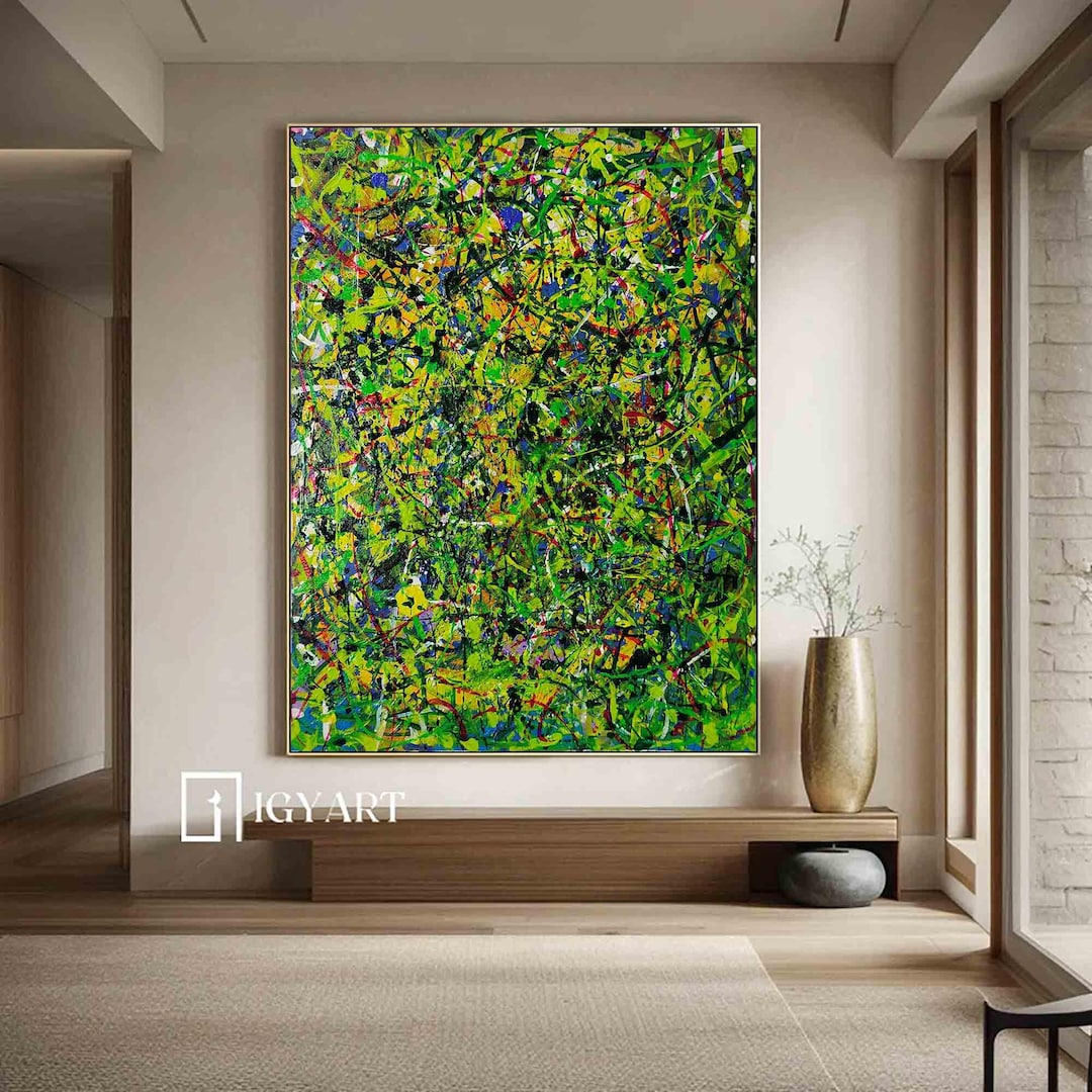 Jackson Pollock Style Painting Green Pollock Abstract Painting Pollock ...