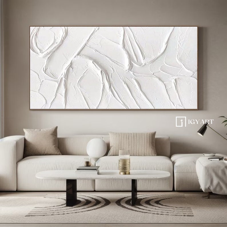 Large White Textured Painting, Minimalist Abstract Plaster Art - Etsy