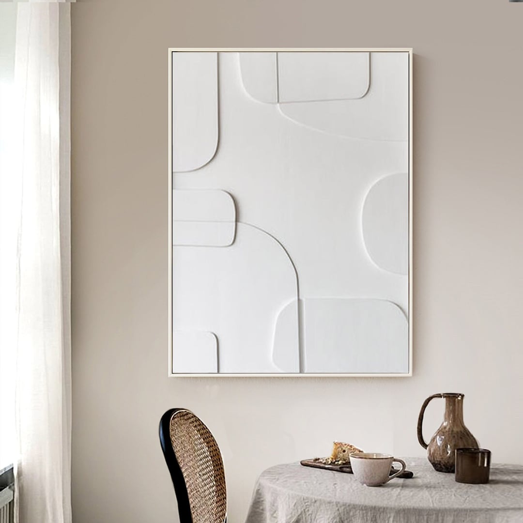 Large White Abstract Painting White 3D Abstract Painting White 3D ...