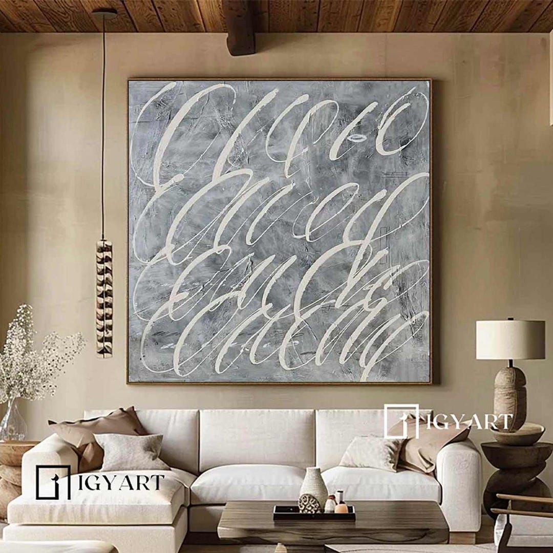 Large Blue Abstract Wall Art Light Blue Grey Abstract Wall Art White ...