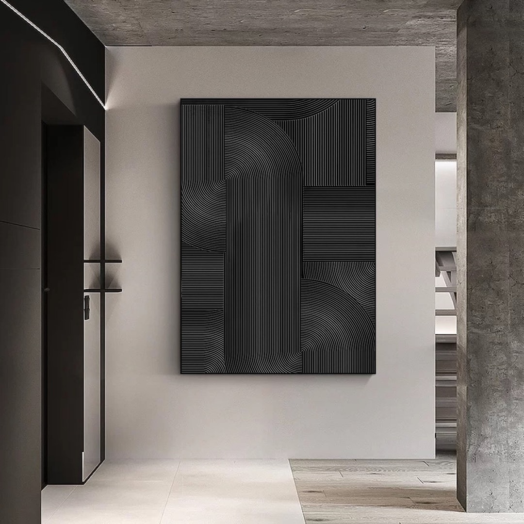 Black Wall Art Black Wall Decor Black Abstract Art Black 3D Textured ...