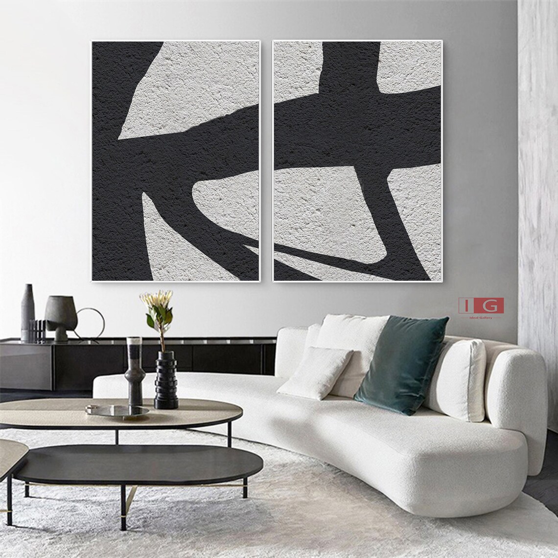Black and White Minimalist Painting Large Abstract Painting - Etsy