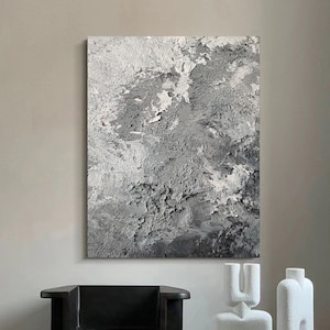Large Grey Textured Abstract Painting, Minimalist Plaster Wall Art - Etsy