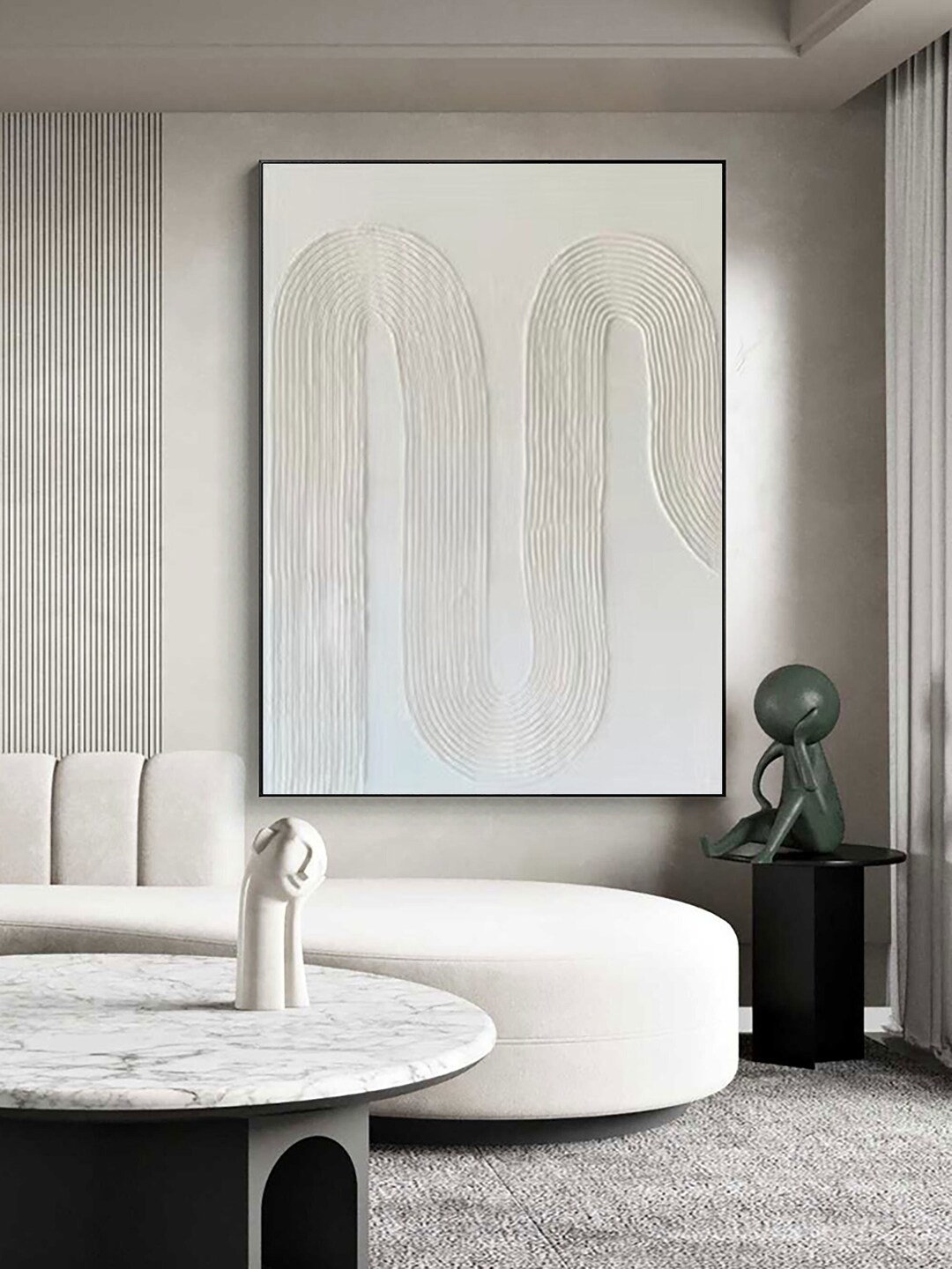 White Textured Wall Art Large White Abstract Painting White - Etsy