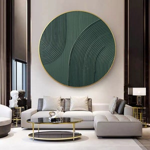 Green Circle Canvas Art Green Circle Minimalist Art Green Textured Wall ...