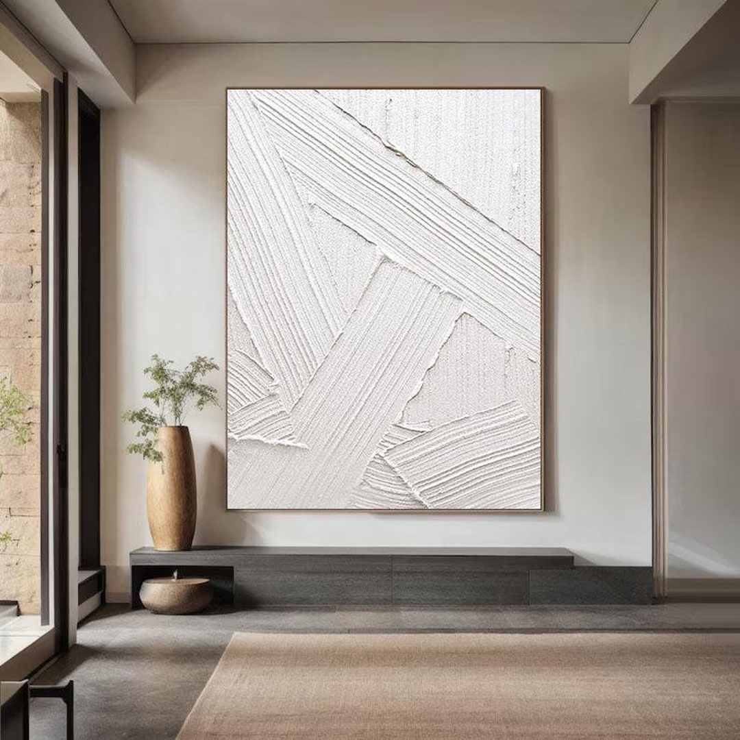 Original White Textured Painting, Minimalist Abstract Wall Decor - Etsy