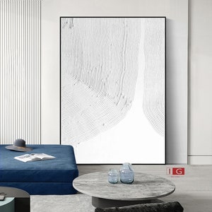 Large White Abstract Painting White Minimalist Painting White 3D Textured Painting Modern ...