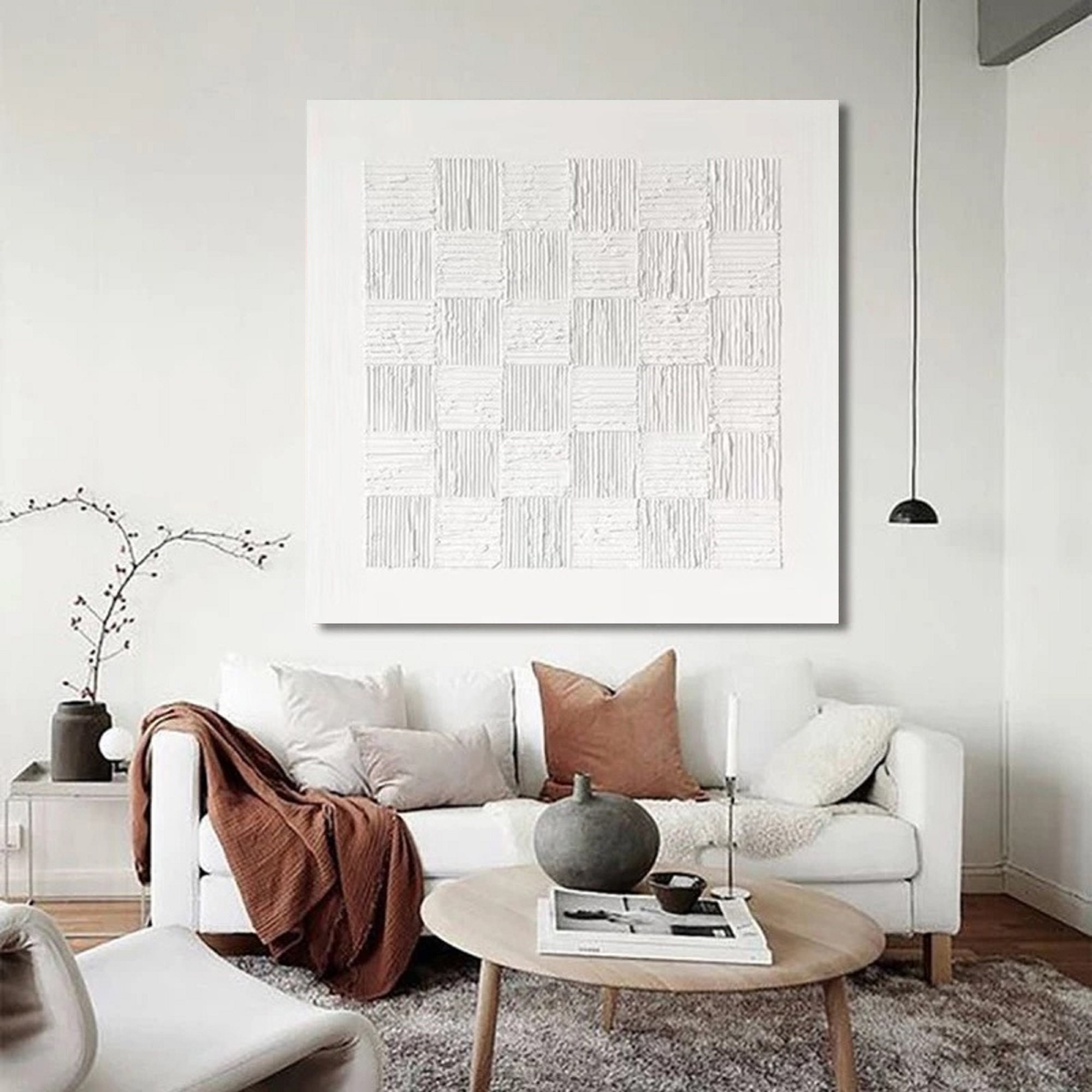 White Minimalist Painting Large White Textured Wall Art White Abstract ...