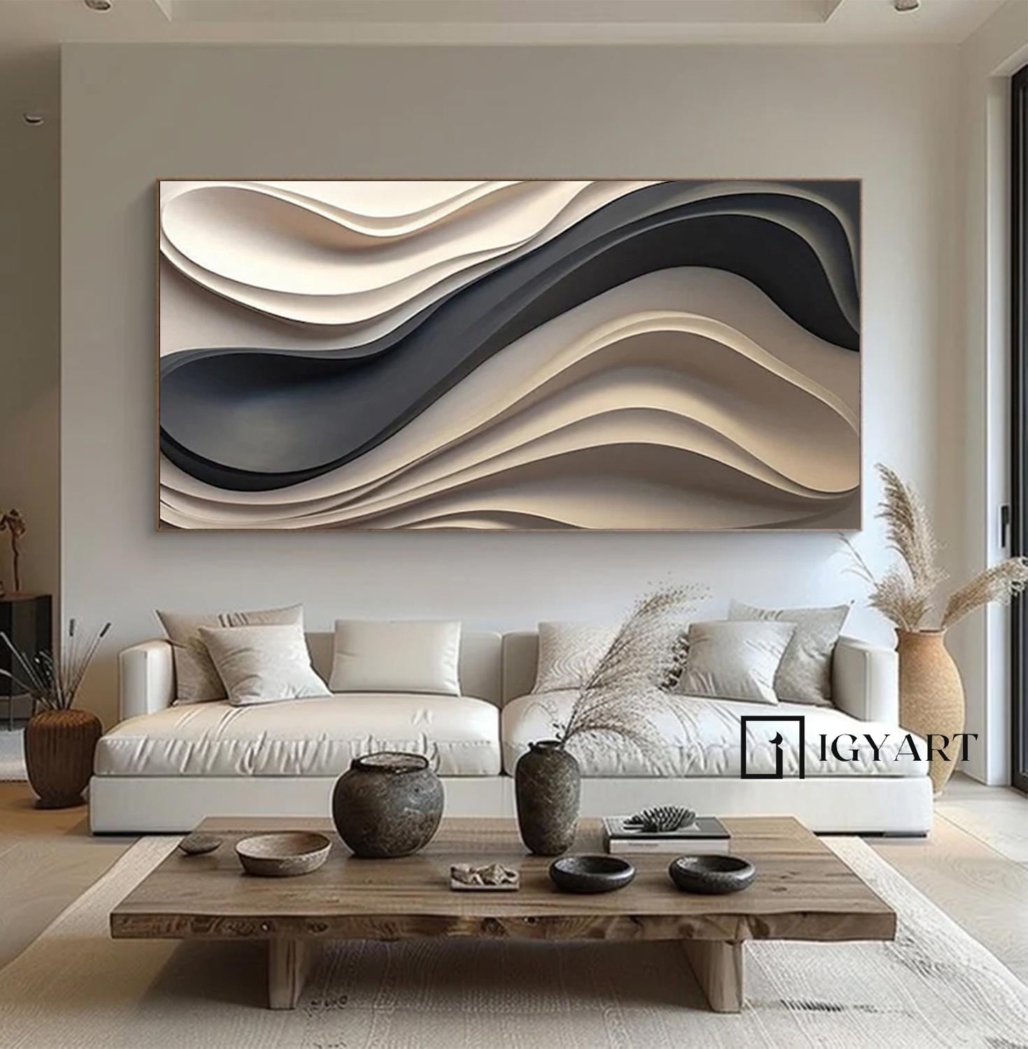 Large Horizontal Hand-painted Sculpture Wall Art Hand-painted Wood ...