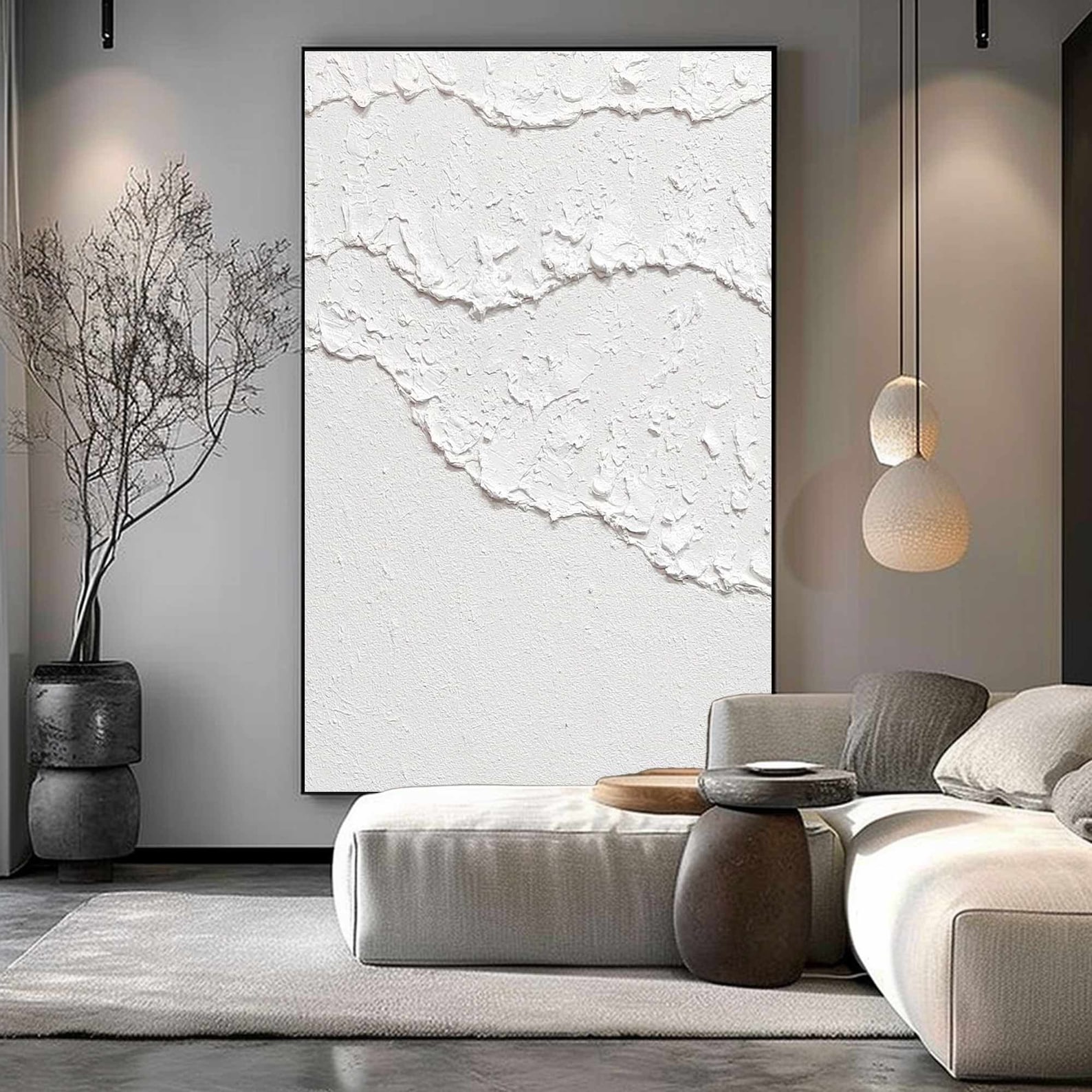 White Waves Abstract Painting, 3D Textured Wall Art - Etsy
