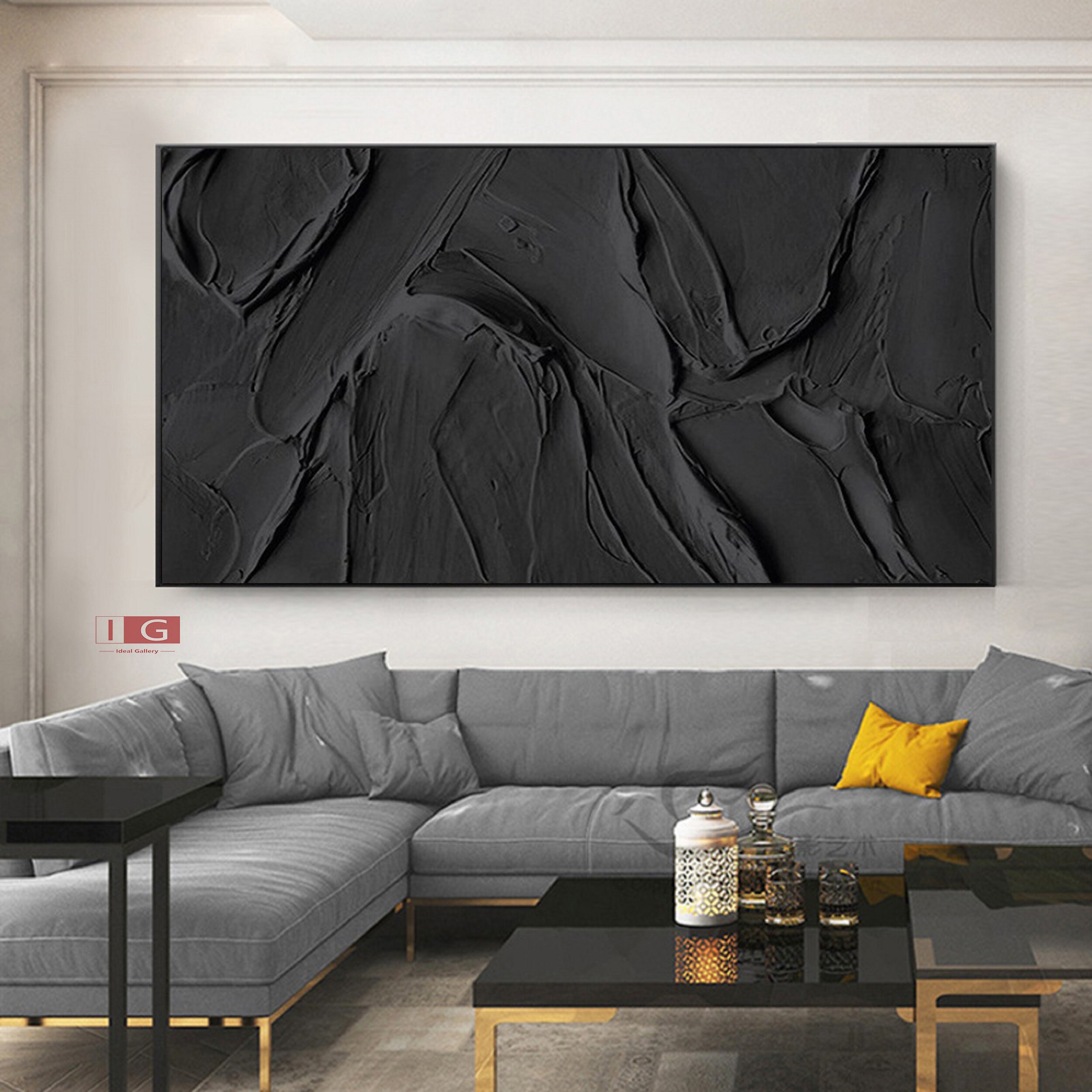Black 3D Abstract Painting Black 3D Textured Painting Black 3D - Etsy