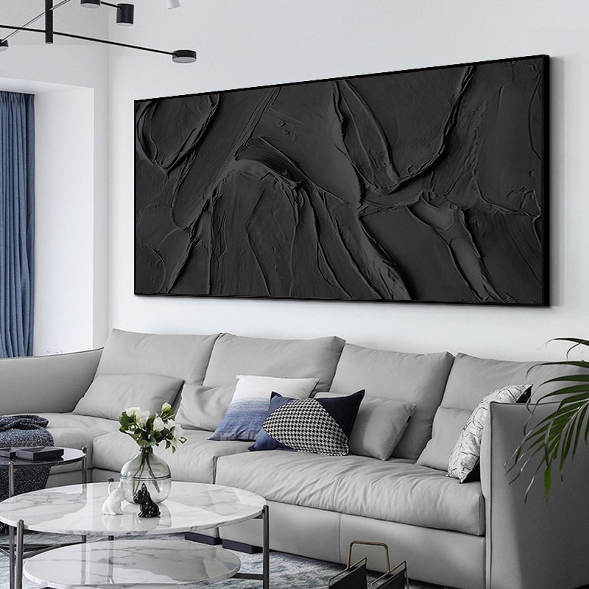 Black 3D Abstract Painting Black 3D Textured Painting Black 3D - Etsy