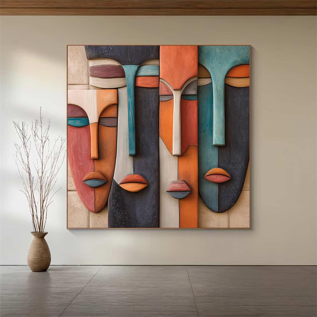 Wood Carving Wall Art Wooden Wall Decor Art Face 3D Textured Wall Decor ...