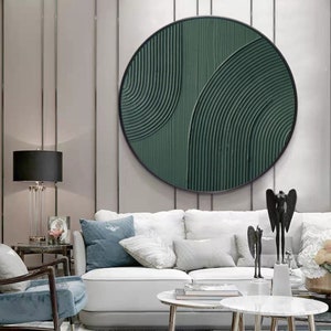 Green Circle Textured Canvas Art - Minimalist Abstract Painting - Etsy