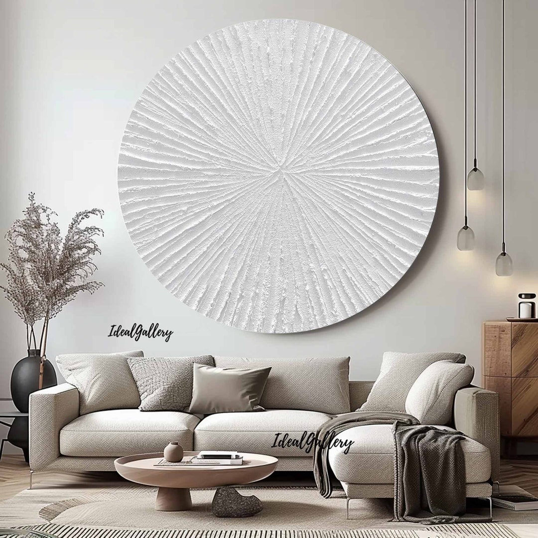 Circle White Abstract Wall Art Circle White Textured Art White Circle ...