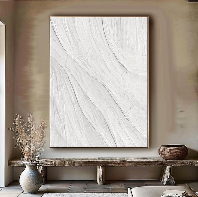 White Textured Abstract Painting, 3D Minimalist Wall Art - Etsy