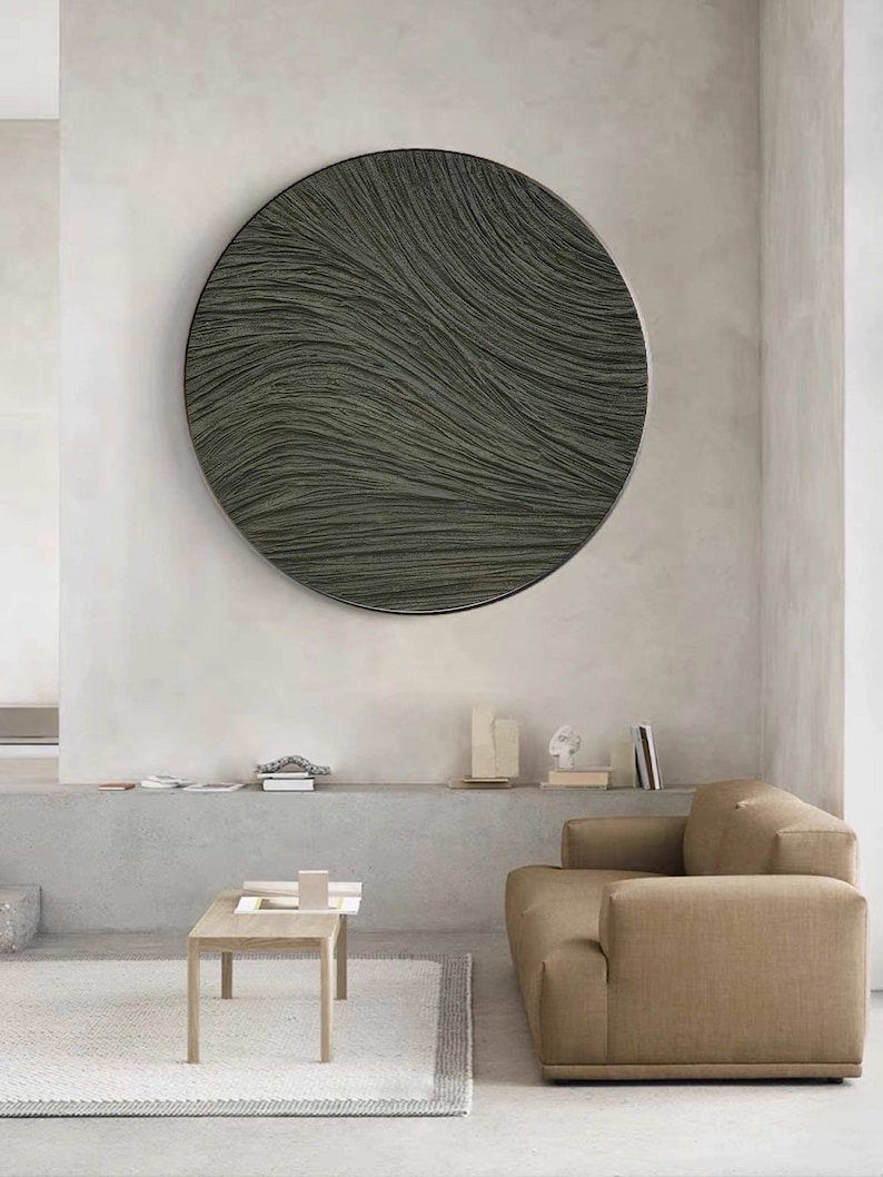 Green Circle Canvas Art Green Circle Minimalist Art Green Textured Wall ...