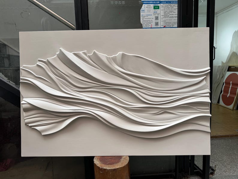 Hand-painted Wood Carving Wall Art: Abstract 3D Textured Sculpture - Etsy