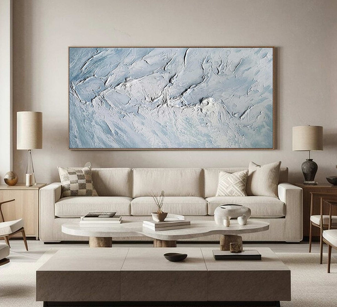 Large Blue Waves Abstract Painting Blue Sea Wave Textured Wall Art ...