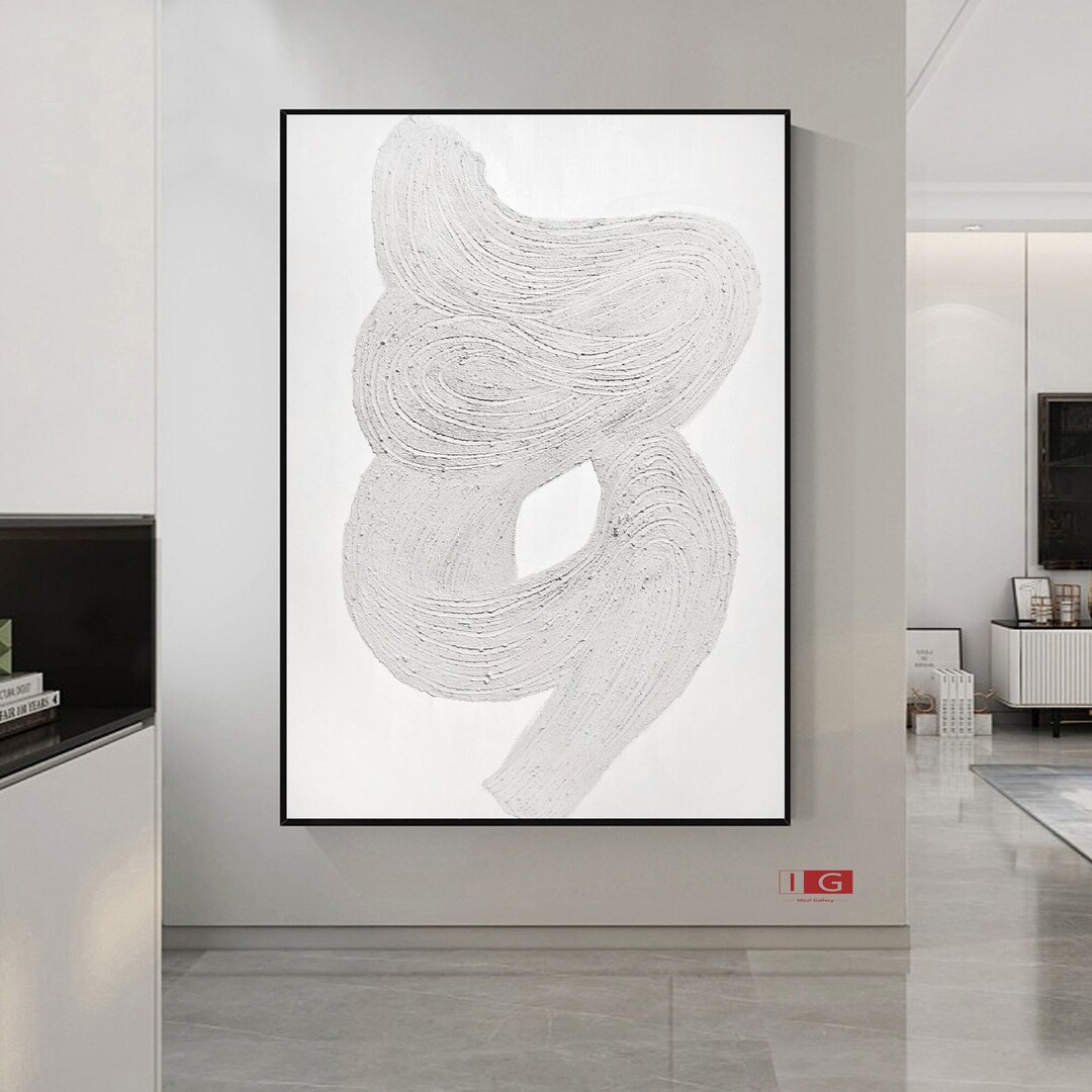 Large White Textured Wall Art White 3d Wall Art White Plaster Art Plaster Art on Canvas White ...