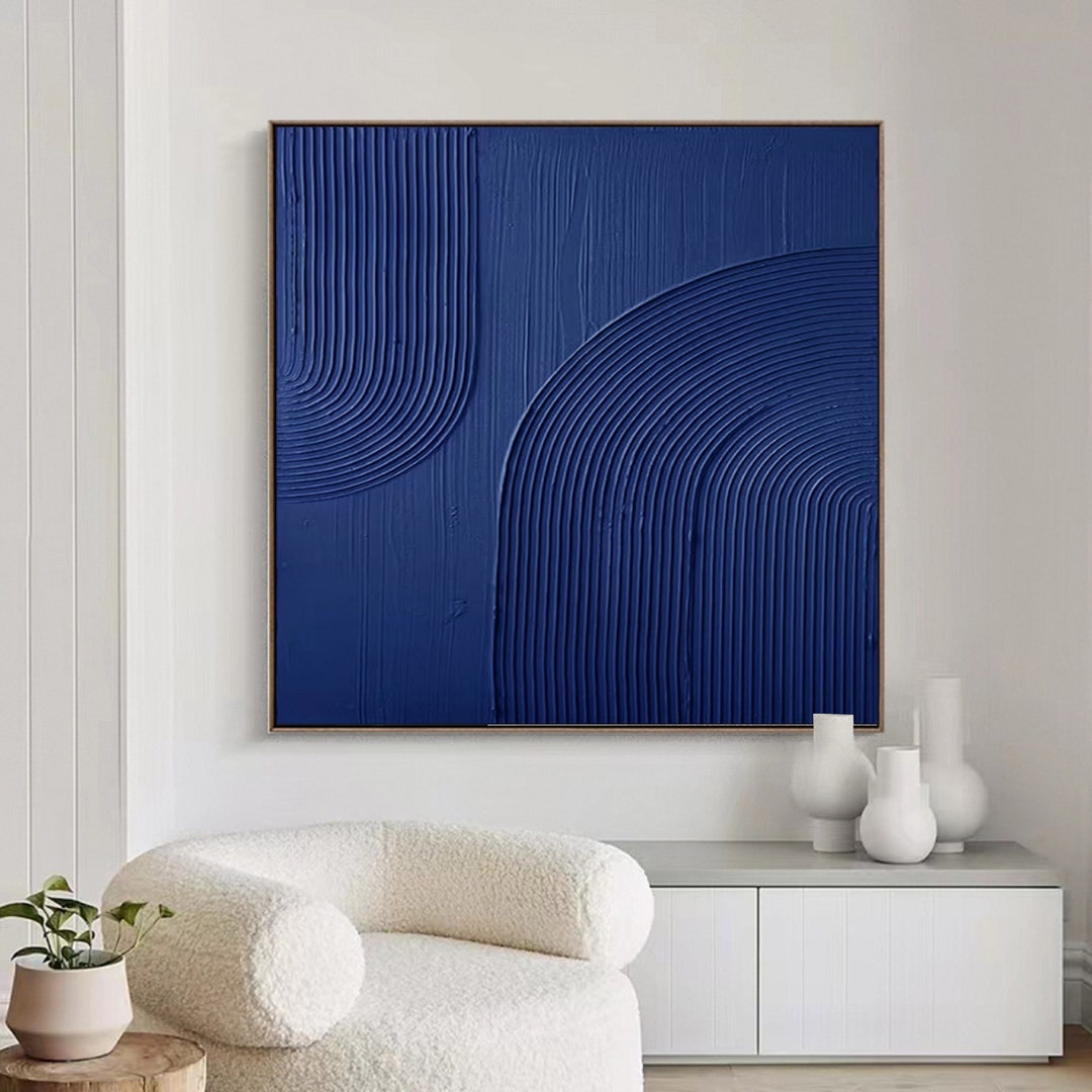 Wabi-sabi Wall Art Large Blue Abstract Wall Art Blue Textured Wall Art ...