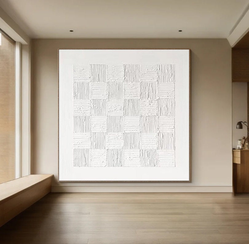 White Minimalist Painting Large White Textured Wall Art White Abstract ...