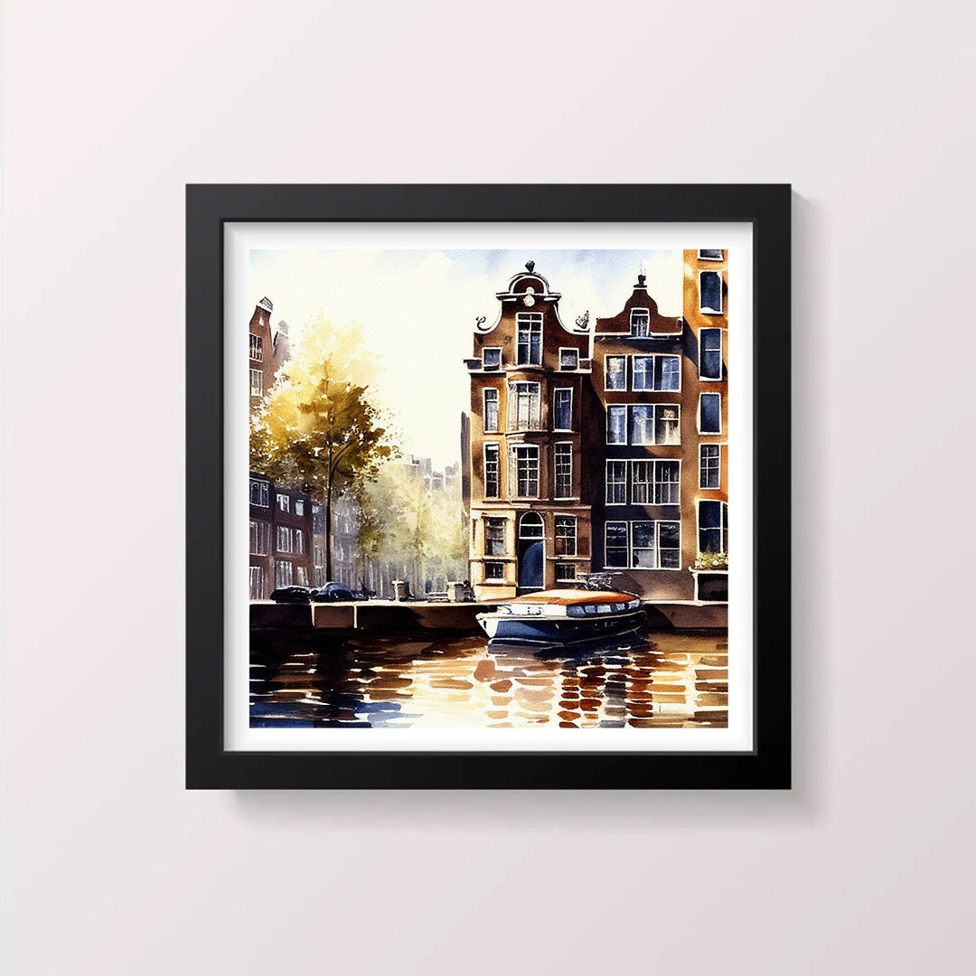 Amsterdam Canal Print Abstract Painting Watercolor Wall Art Wall Decor ...