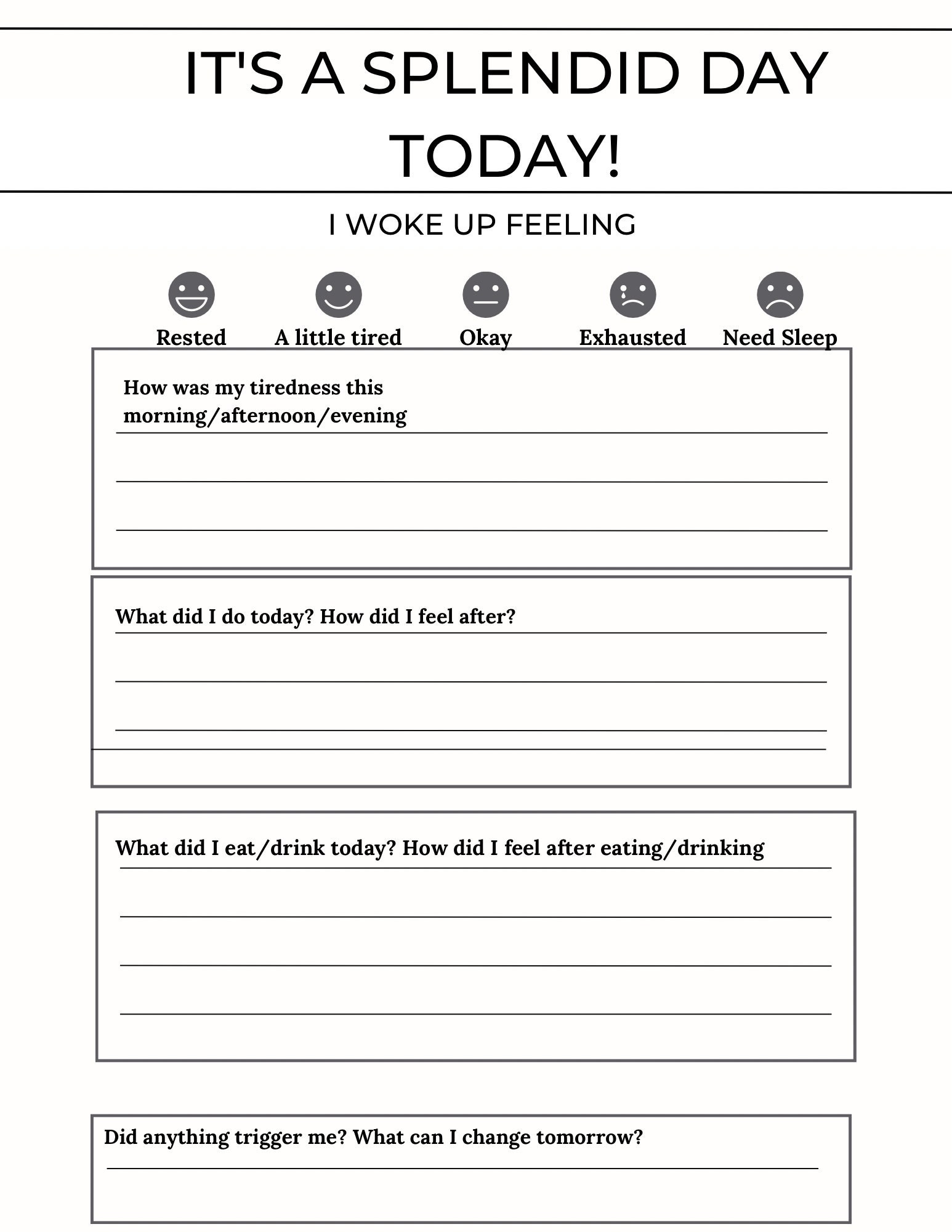 Fatigue Diary Template, Fatigue Management, Combat Fatigue, Chronic ...