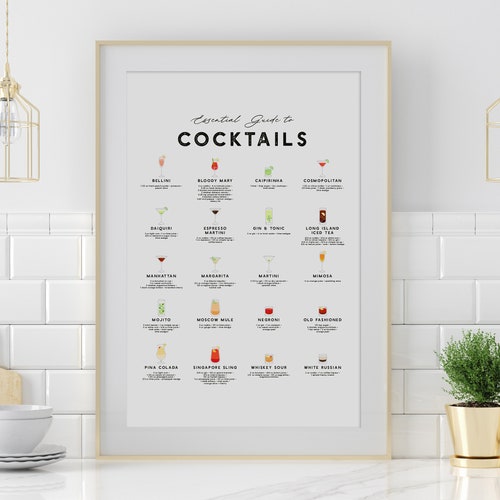 Essential Guide to Cocktails Cocktails Guide Classic - Etsy