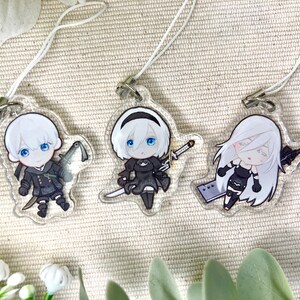 Nier Automata 2B 9S A2 Cute Anime Chibi Phone Charms Keychain - Etsy