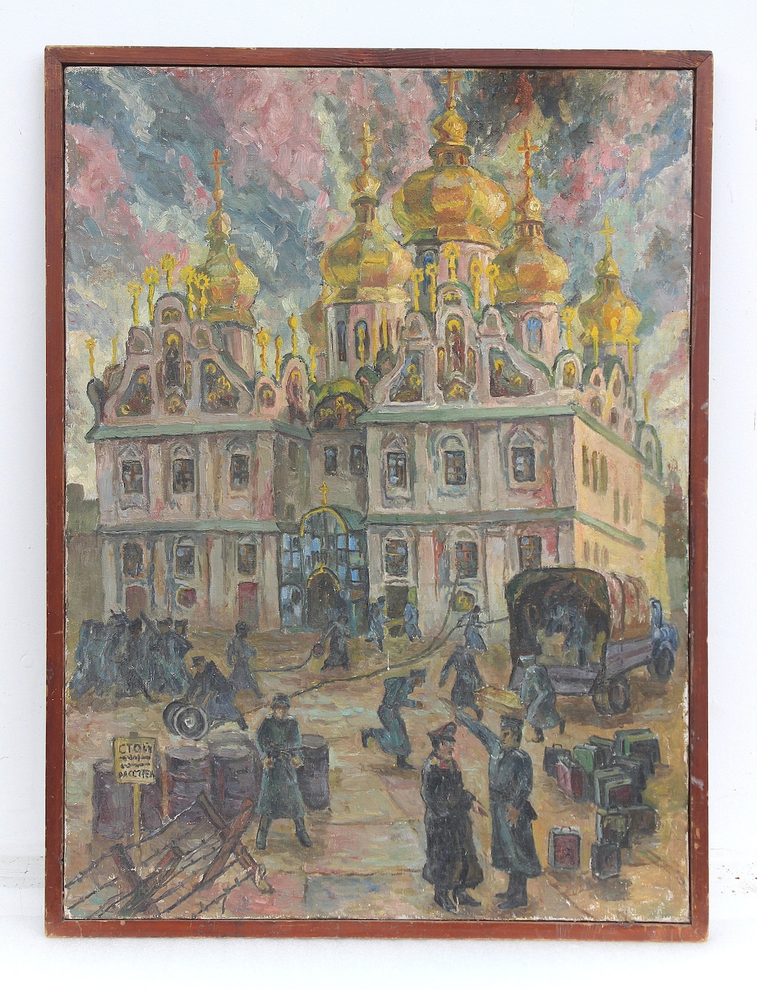 Original Soviet Oil CANVAS Painting Soldiers Near the Temple Painting ...