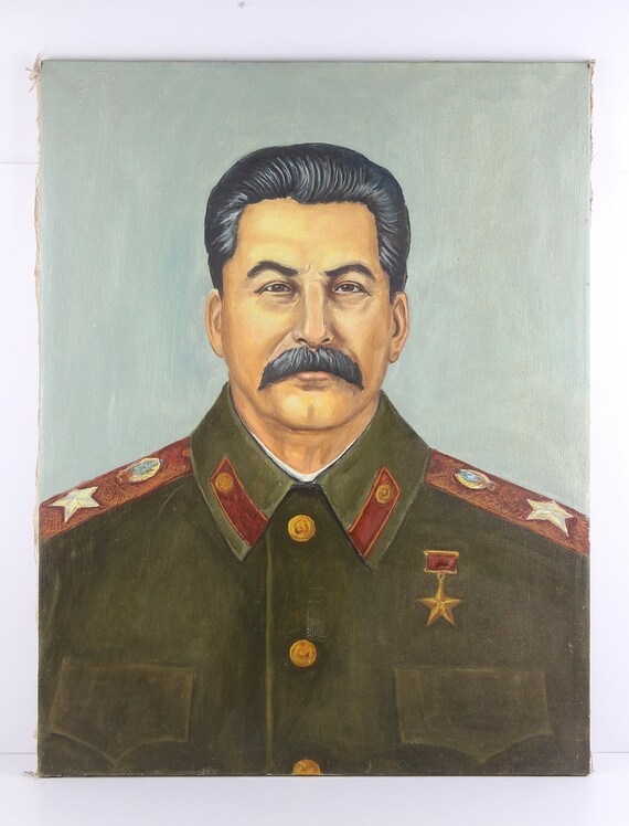 Soviet Vintage Portrait Oil on Canvas Generalissimo Soviet - Etsy