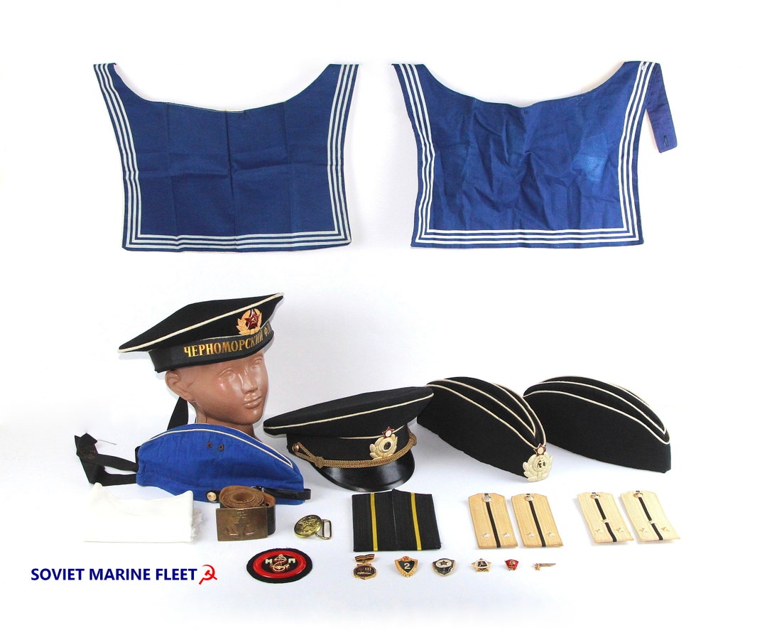 Soviet Military Uniform Sailor Cap Garrison Shoulder Straps NAVY ...