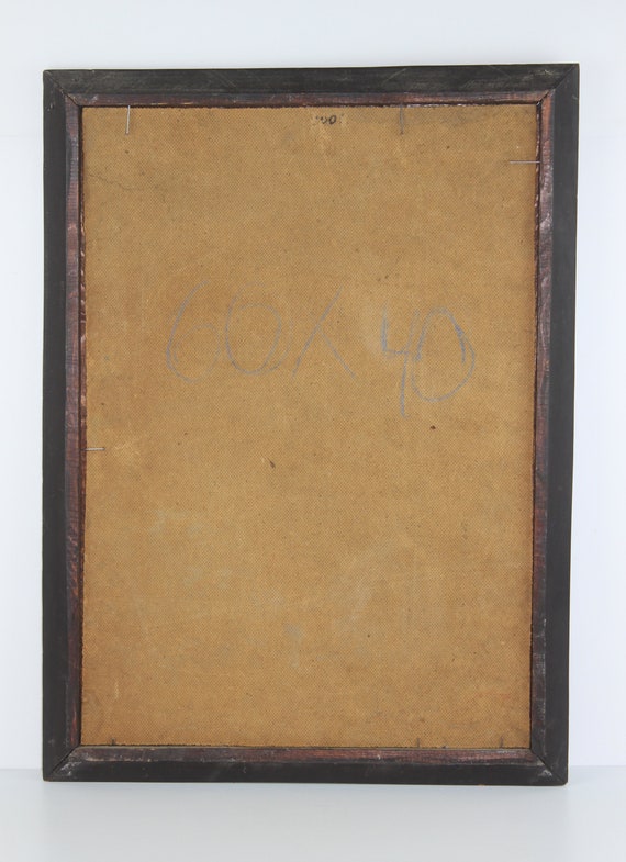 Soviet Oil painting on plywood Ship sailboat Picture with frame USSR ...