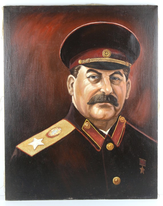 Soviet Vintage Portrait Oil on Canvas Generalissimo Soviet - Etsy