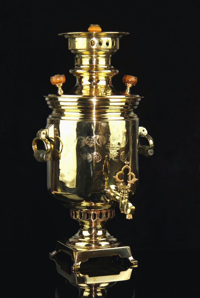 Vintage Samovar on Wood KAPYRZINA TULA Fire Samovar 5 Liters 1.3 ...