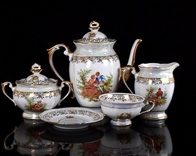 Vintage TEA-SET CHODZIEZ Poland Porcelain Cozy Family Communication ...