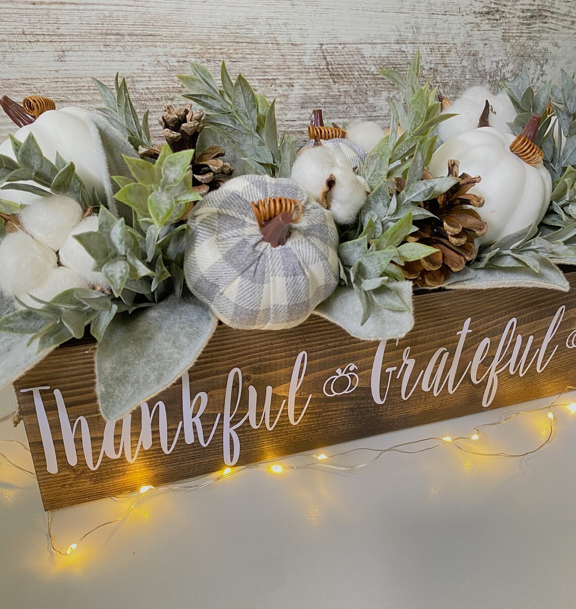 Fall Table Centerpiece: Buffalo Plaid Pumpkins, Rustic Farmhouse Decor ...