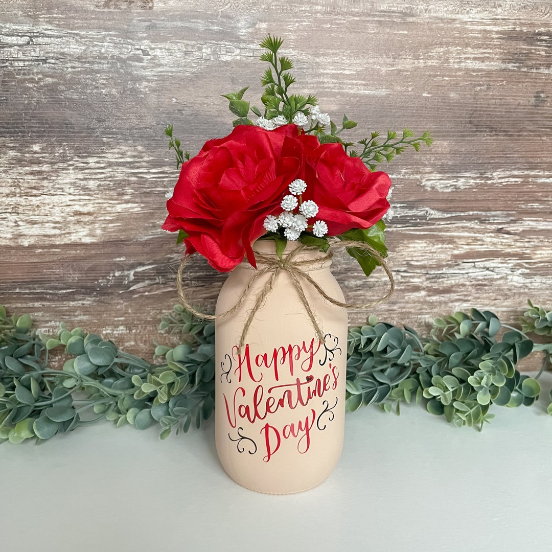 Mason Jar Valentines Day Decor | Farmhouse Table Centerpiece | Rustic ...