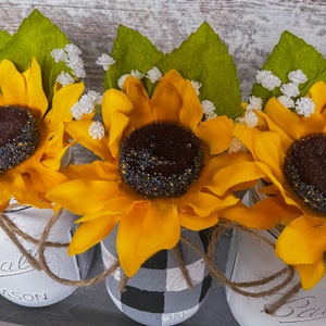 Sunflower Mason Jar Floral Arrangement | Farmhouse Decor | Rustic ...