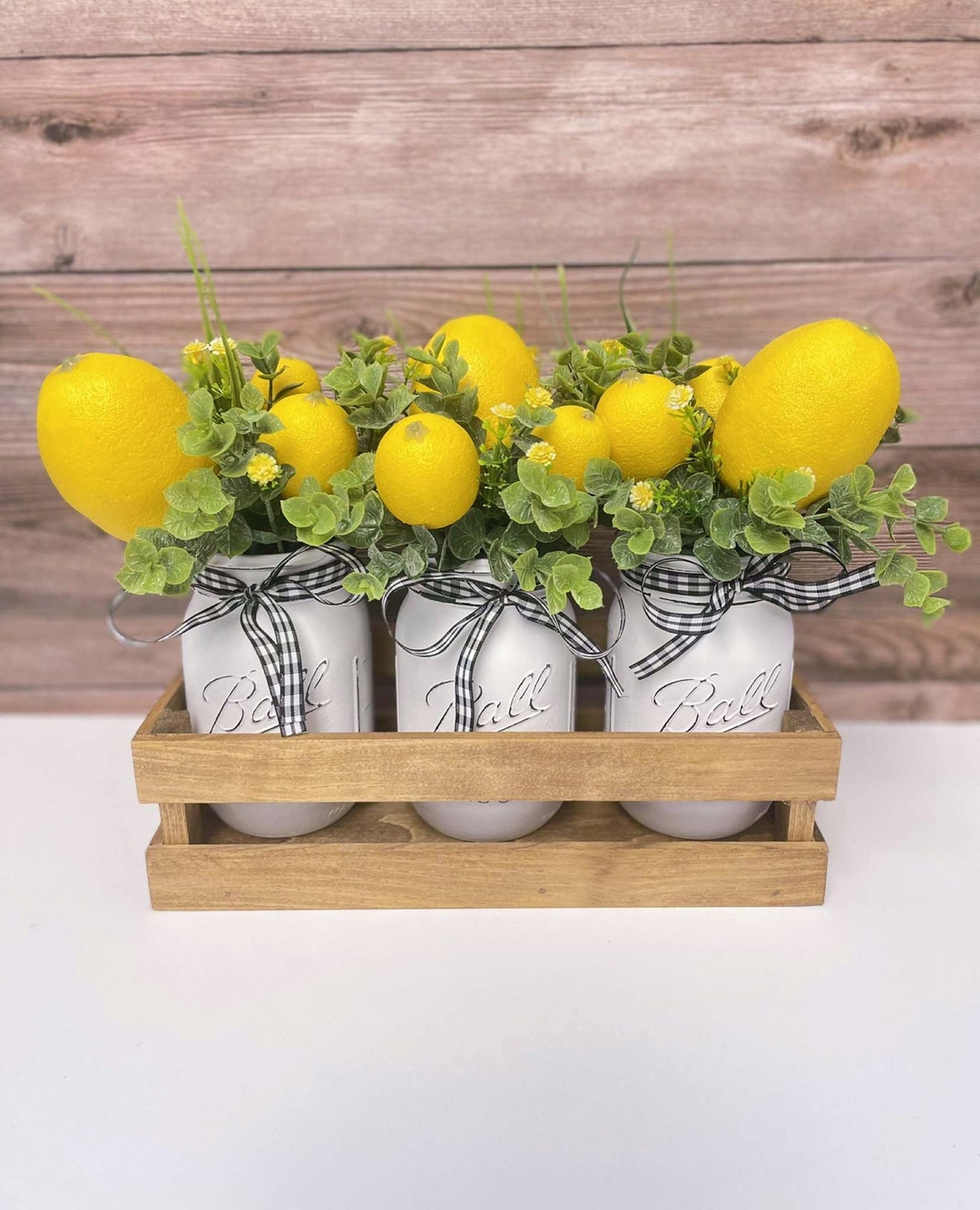 Lemon Farmhouse Decor | Mason Jar Table Centerpiece | Home Decor ...