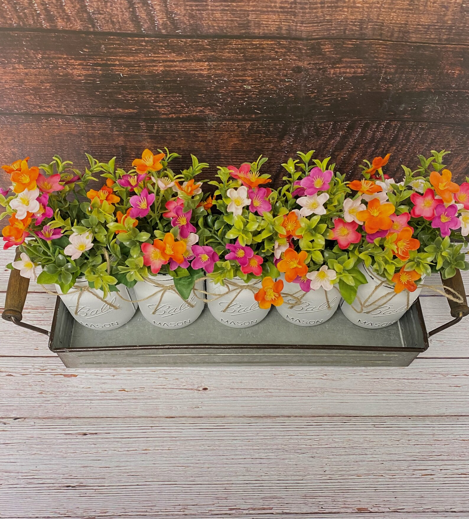 Wildflower Table Decor Kitchen Decor Farmhouse Centerpiece Rustic Mason ...