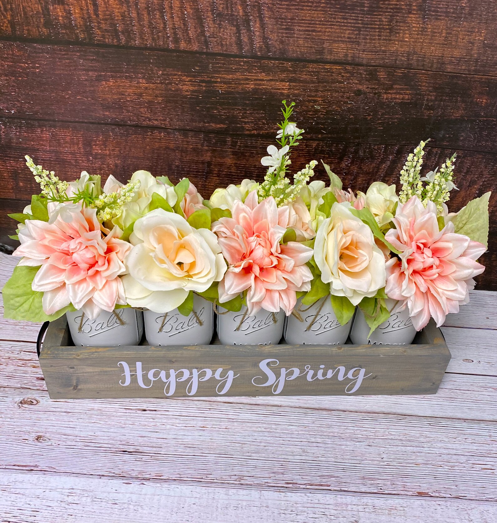 Spring Centerpiece/spring Table Decor/mason Jar Decor/rustic - Etsy