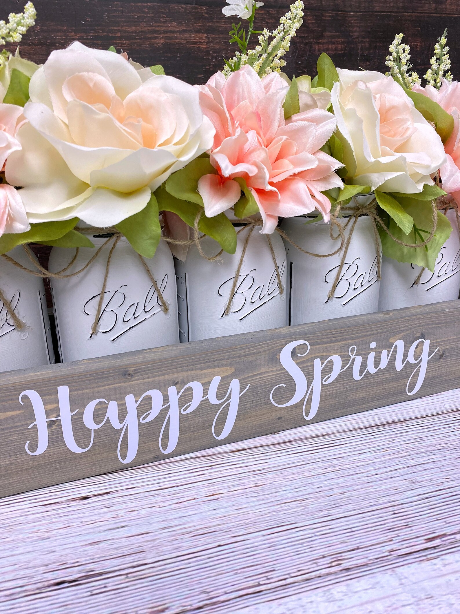 Spring Centerpiece/spring Table Decor/mason Jar Decor/rustic - Etsy