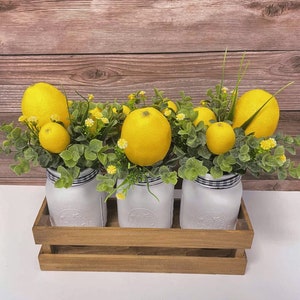 Lemon Farmhouse Decor | Mason Jar Table Centerpiece | Home Decor ...