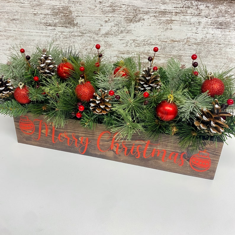 Handmade Christmas Centerpiece: Pine & Ornament Table Decor - Etsy