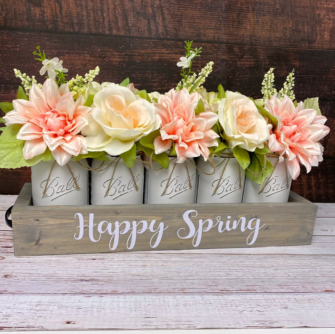 Spring Centerpiece/spring Table Decor/mason Jar Decor/rustic - Etsy