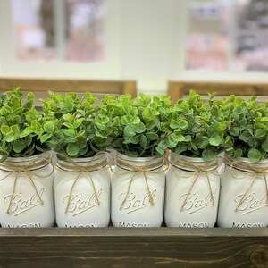 5 Mason Jars With Eucalyptus | Farmhouse Decor | Home Decor | Table ...
