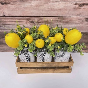 Lemon Farmhouse Decor | Mason Jar Table Centerpiece | Home Decor ...