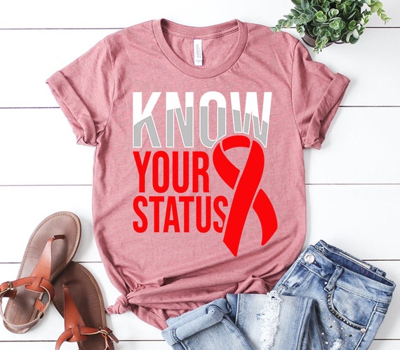 Know Your Status Hiv & Aids Awareness Heart Red Ribbon Human - Etsy
